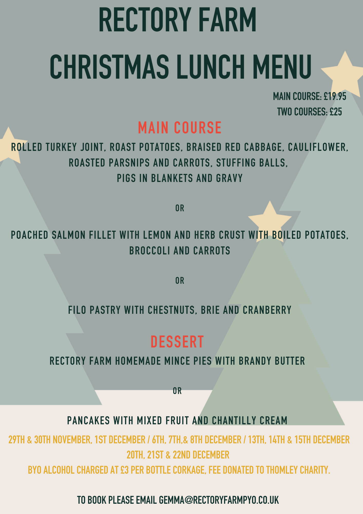 CHRISTMAS LUNCH MENU 2024 - Rectory Farm